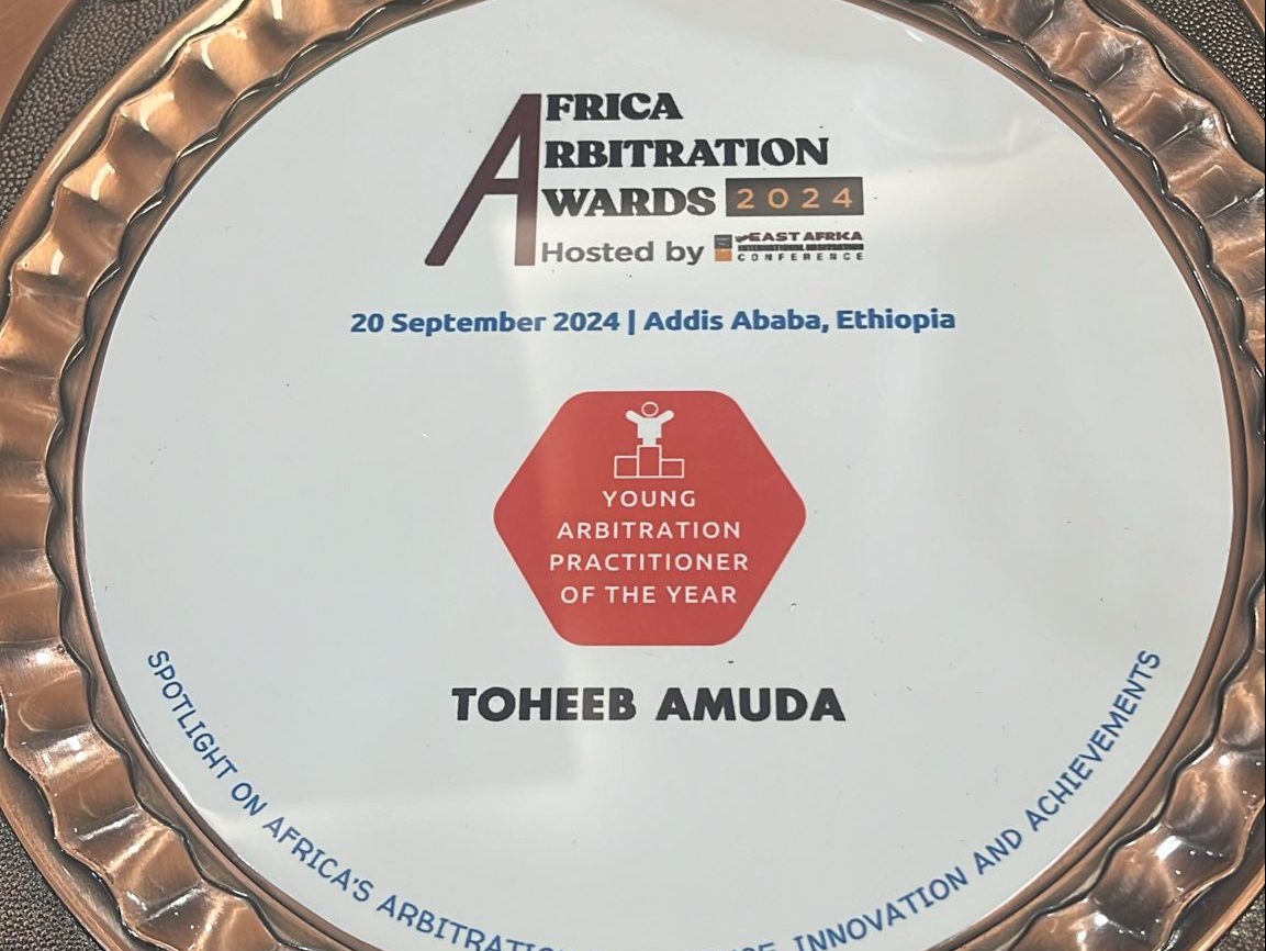 Toheeb Amuda Wins Prestigious Young Arbitration Practitioner Award at ...